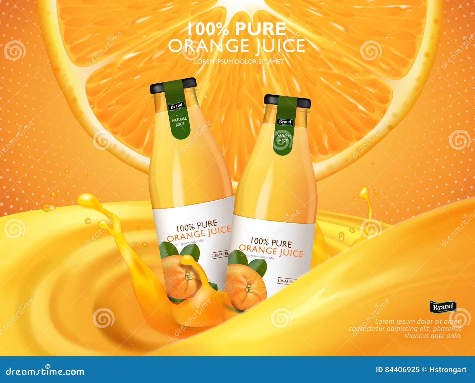 Orange juice ad stock vector. Illustration of colorful - 84406925