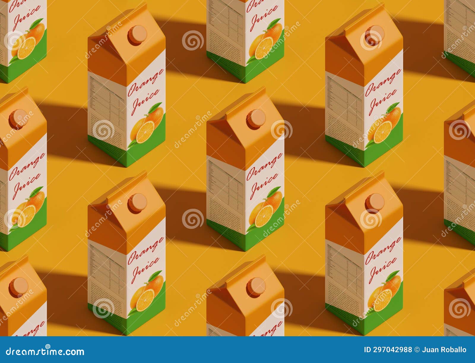 Orange Juice Carton Isometric Seamless Pattern. 3d Illustration Stock ...