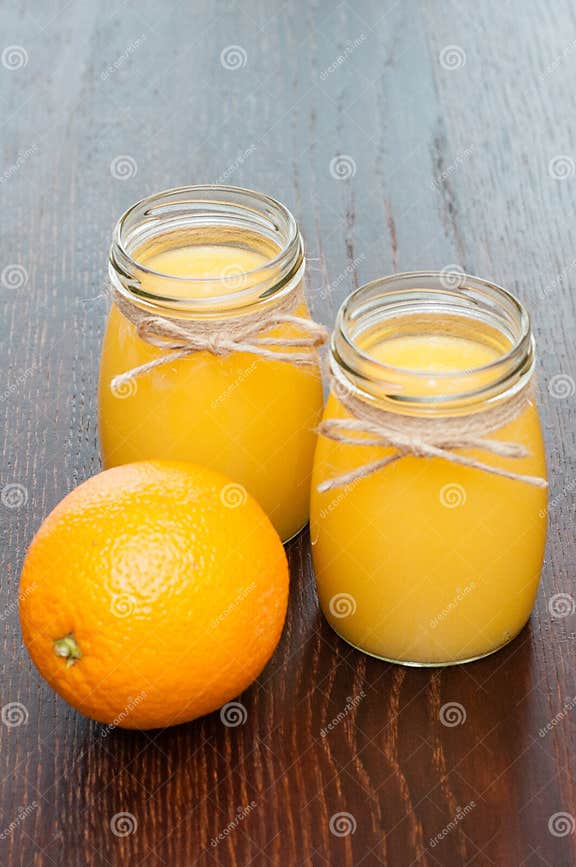 Orange Juice in Jars and Whole Fruit Rustic Style Stock Photo - Image ...