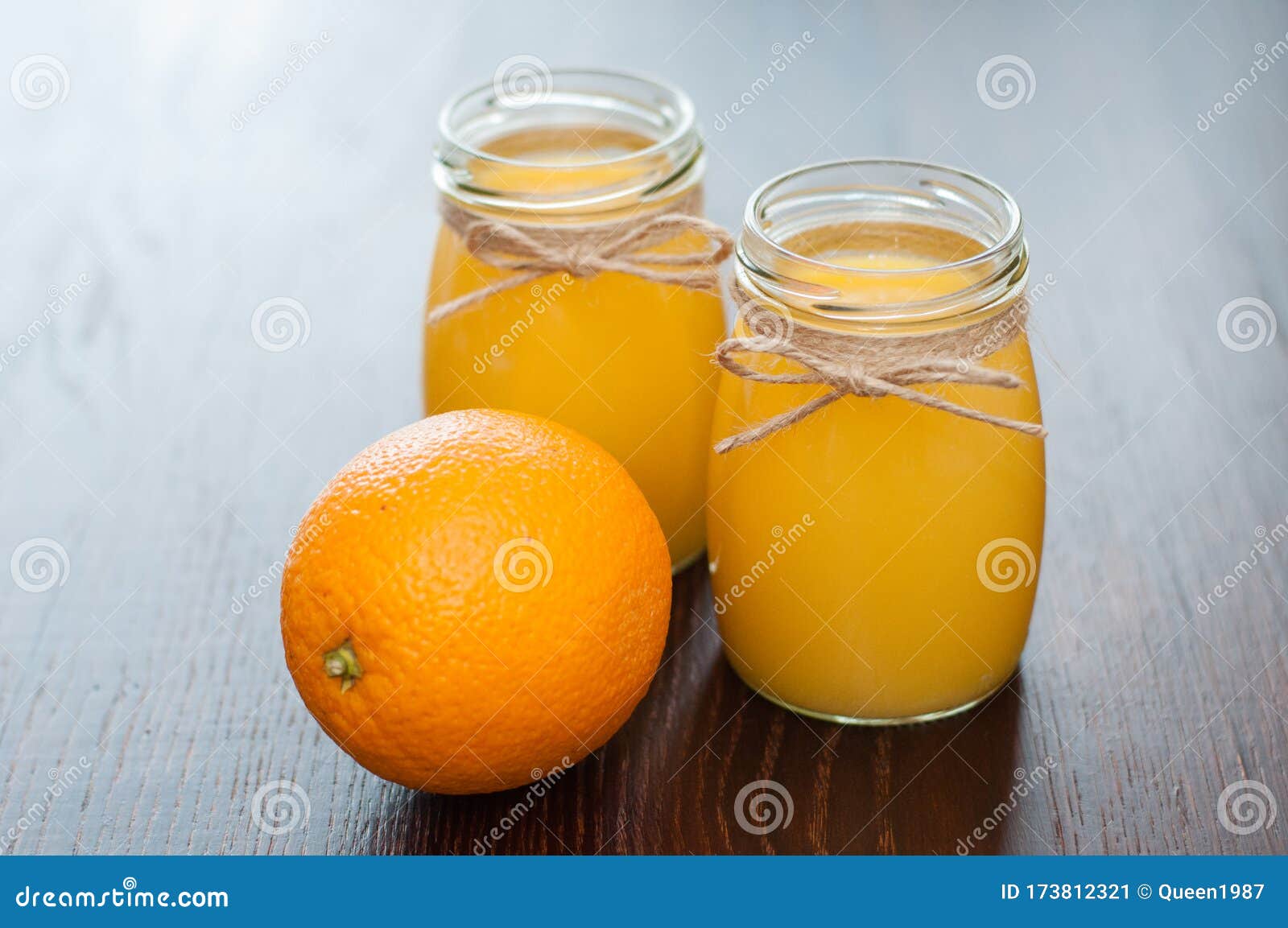 Orange Juice in Jars and Whole Fruit Rustic Style Stock Image - Image ...