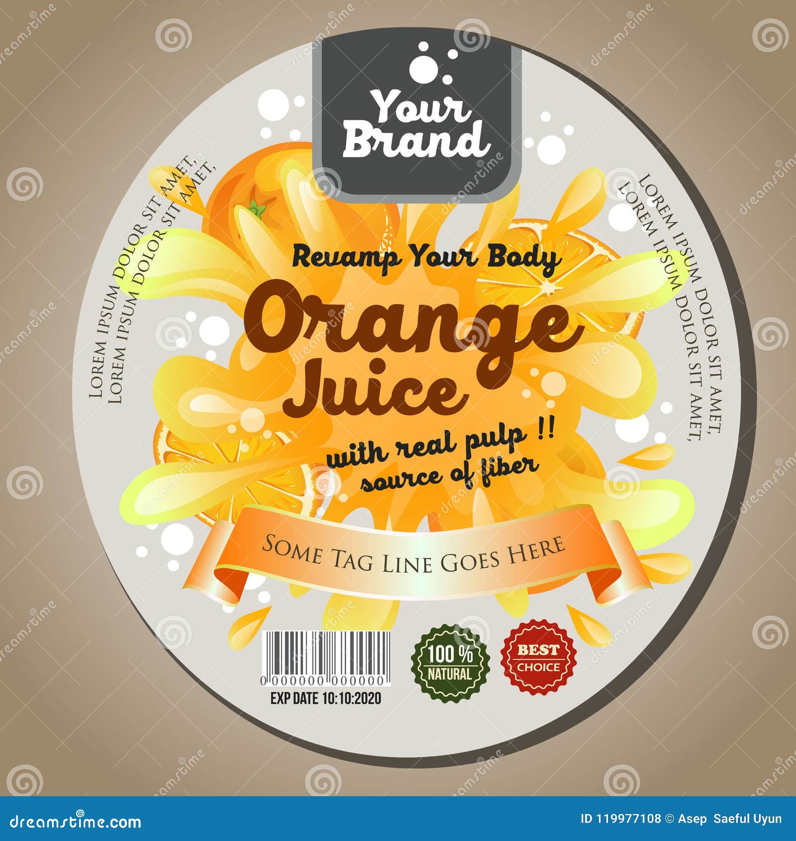 Orange juice label sticker stock vector. Illustration of nutrition ...