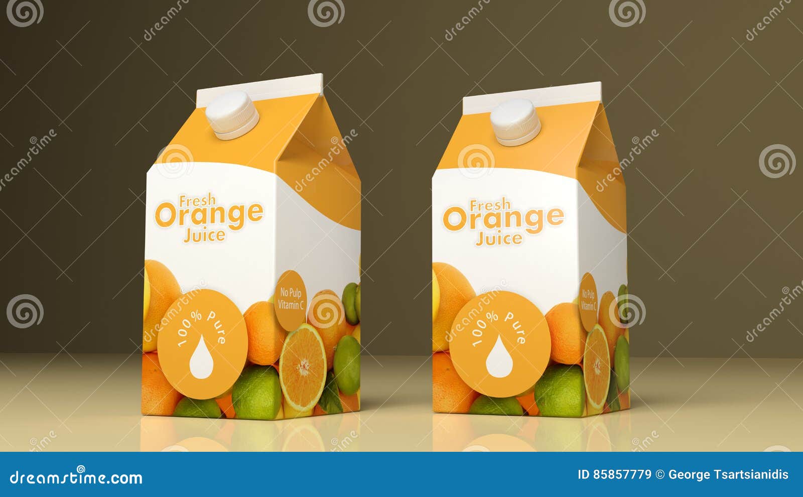 Orange Juice Paper Packaging. 3d Illustration Stock Illustration ...