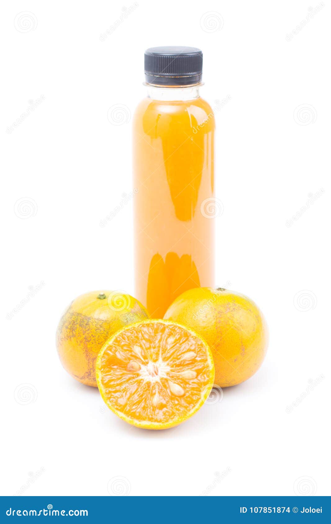Orange Juice in Plastic Bottle and Ripe Shogun Orange Stock Photo ...