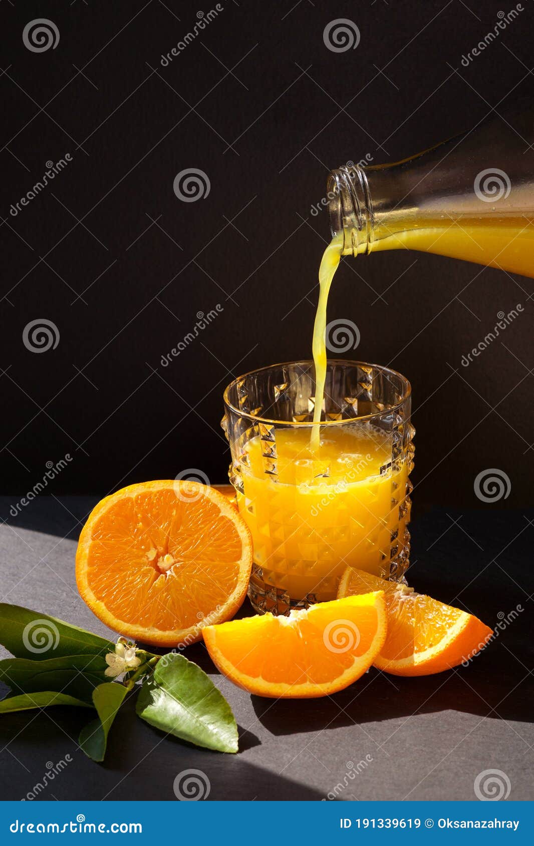 Orange Juice Pouring in the Glass from Bottle Stock Image - Image of ...