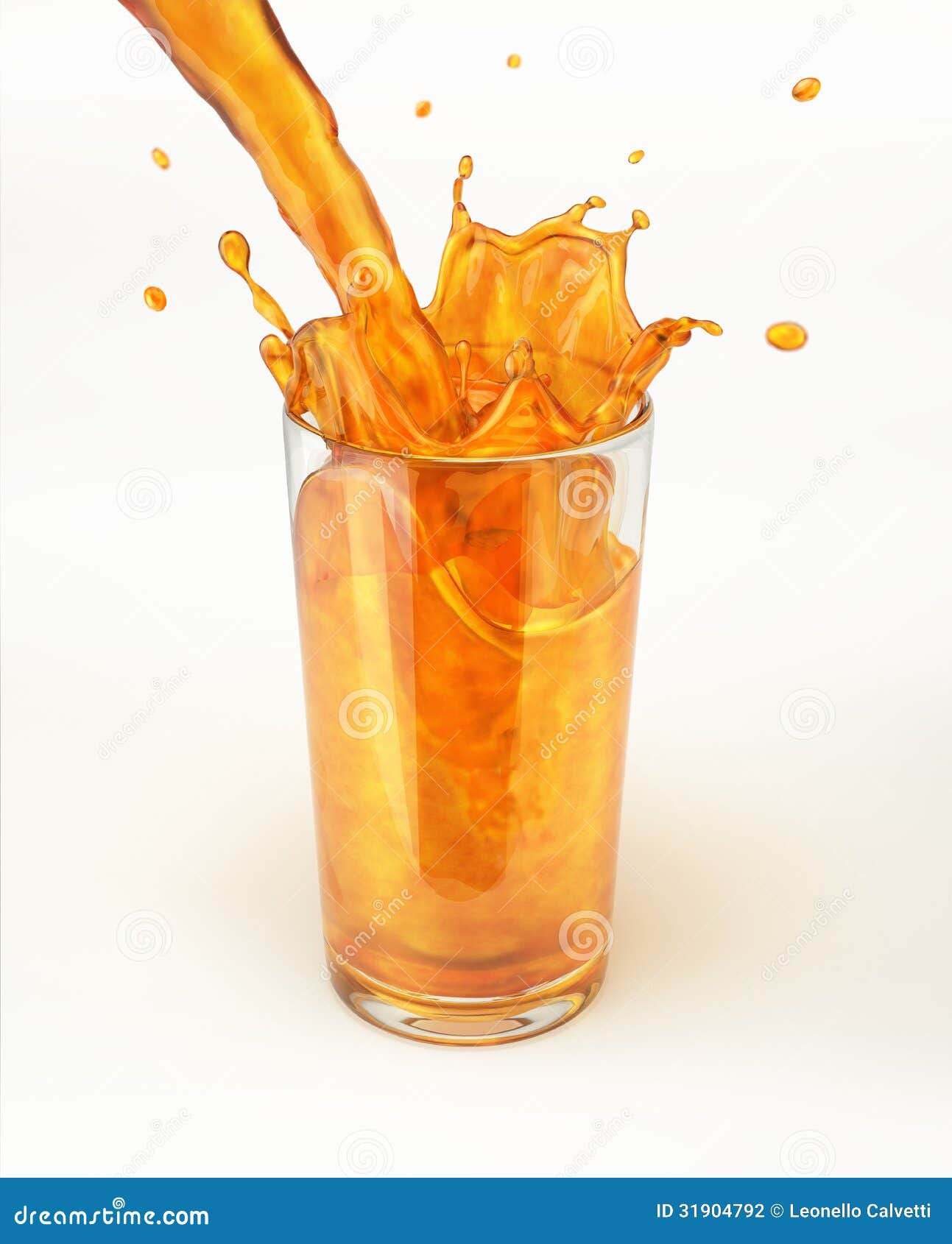 Orange Juice Pouring Into A Glass, Forming A Splash. Stock Photo ...