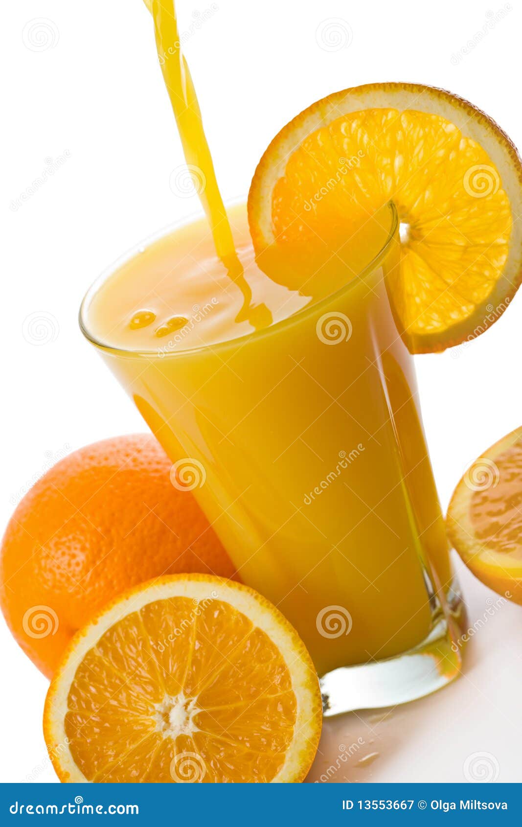 Orange Juice Pouring into Glass Isolated Stock Image - Image of ...