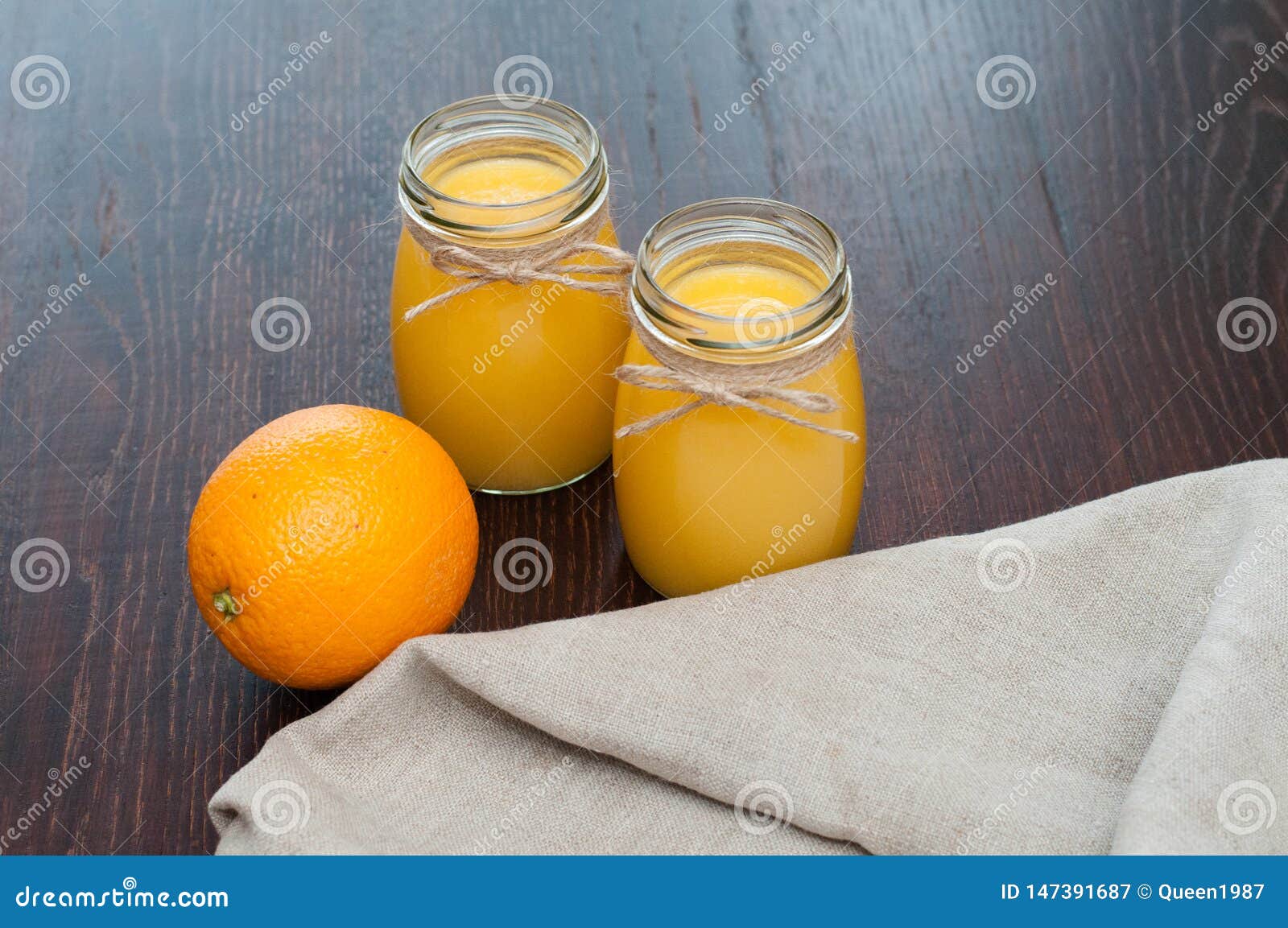 Orange Juice in Rustic Style Jars Stock Image - Image of freshness ...
