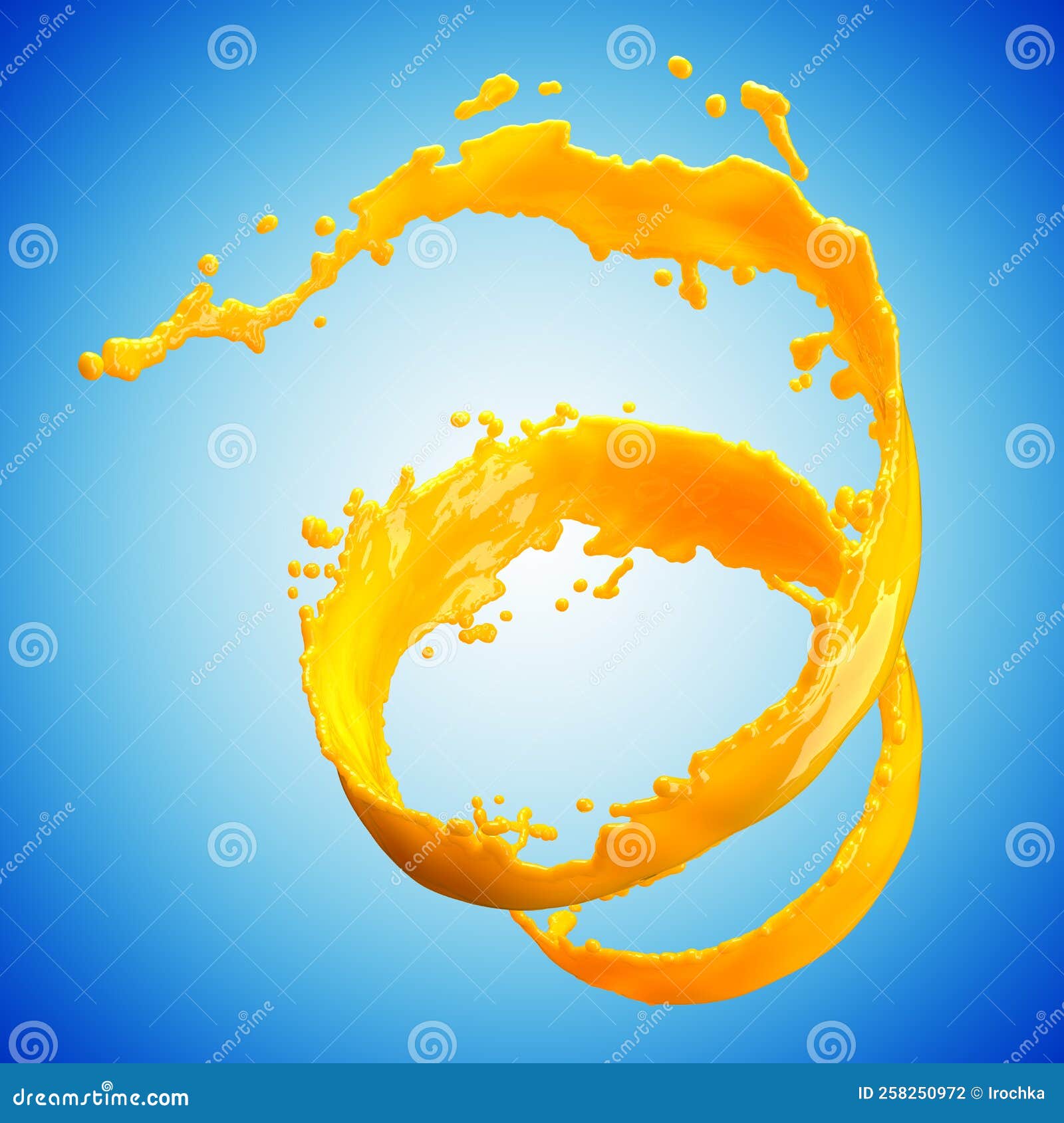 Orange Juice Splash Isolated on Blue Background Stock Illustration ...