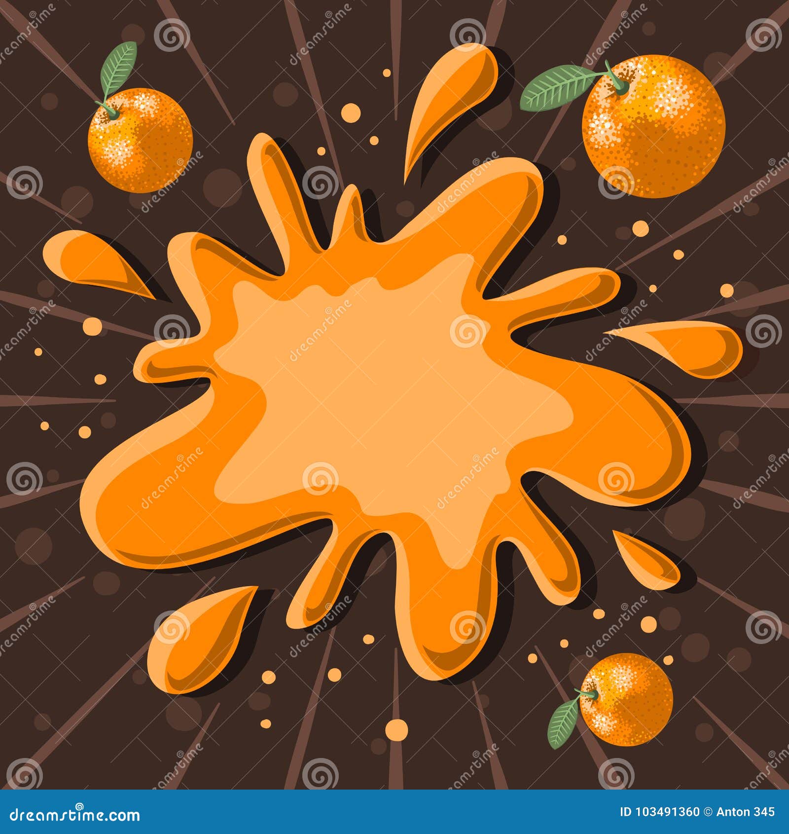 Orange Juice Splash of Spilling Liquid with Flying Oranges. Stock ...