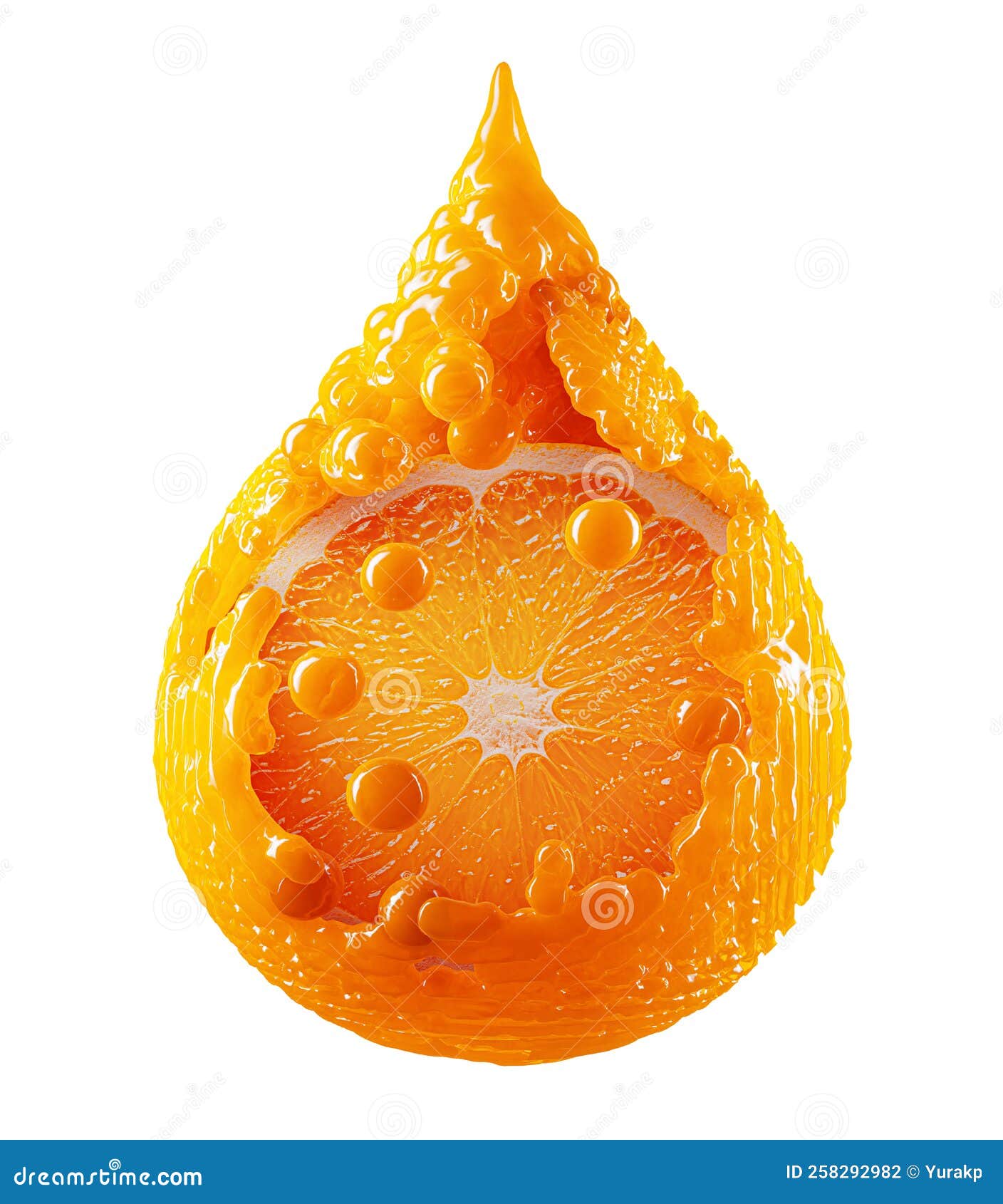 Orange in Juice Splashing in the Shape of Drop with Clipping Path on a ...