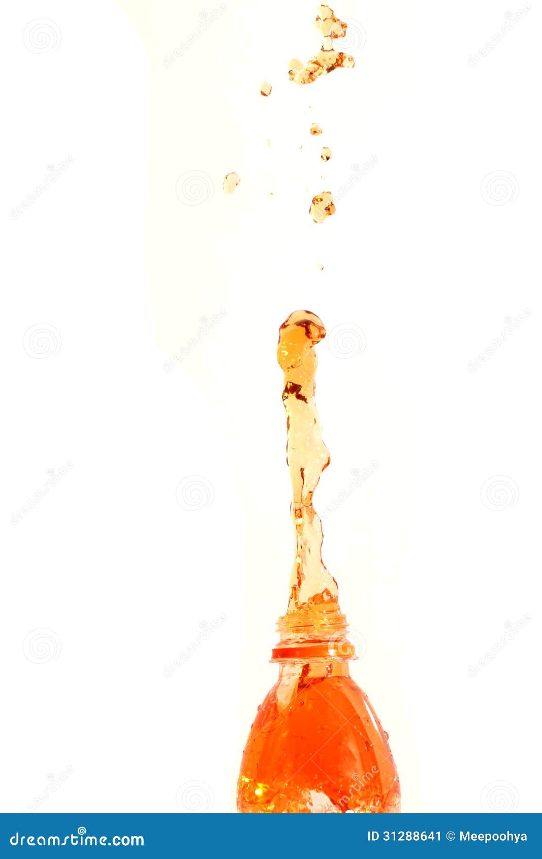 The Orange Juice that Spread Out from the Bottle. Stock Image - Image ...