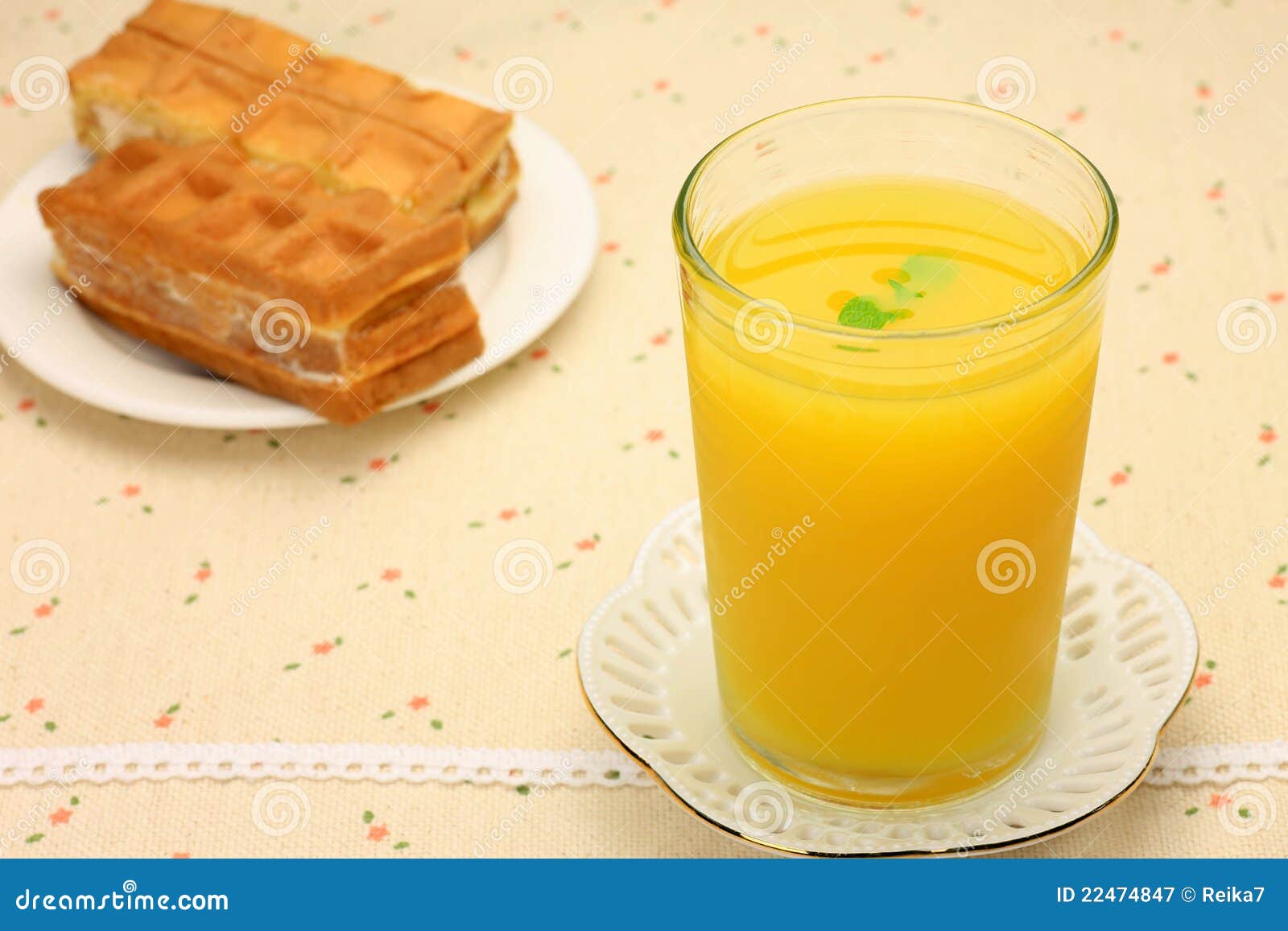Orange juice and waffle stock image. Image of waffle - 22474847