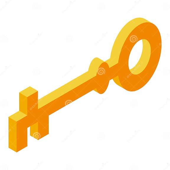 Orange Key Isometric Projection Showing Security and Access Stock Vector - Illustration of ...