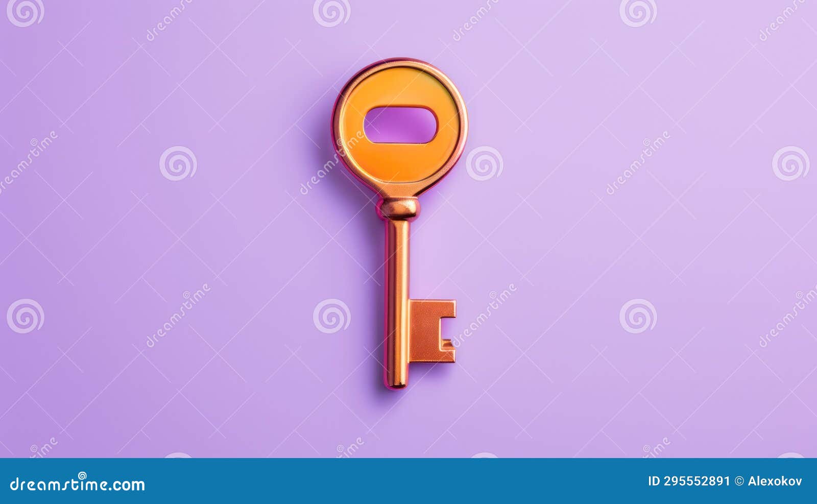 Orange Key on Purple Background. 3d Rendering, 3d Illustration Stock ...