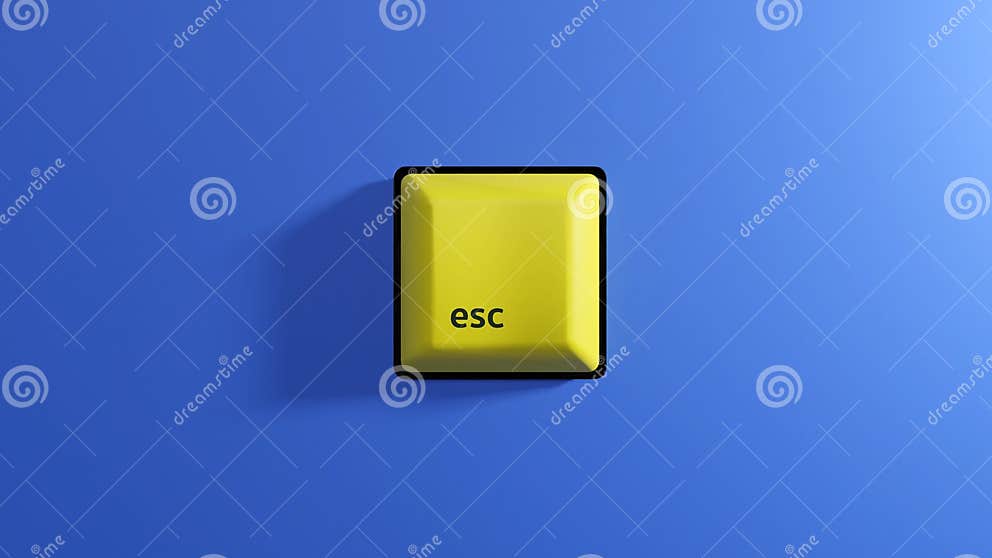 Orange Keyboard Esc Button on Blue Background, 3d Render Stock ...