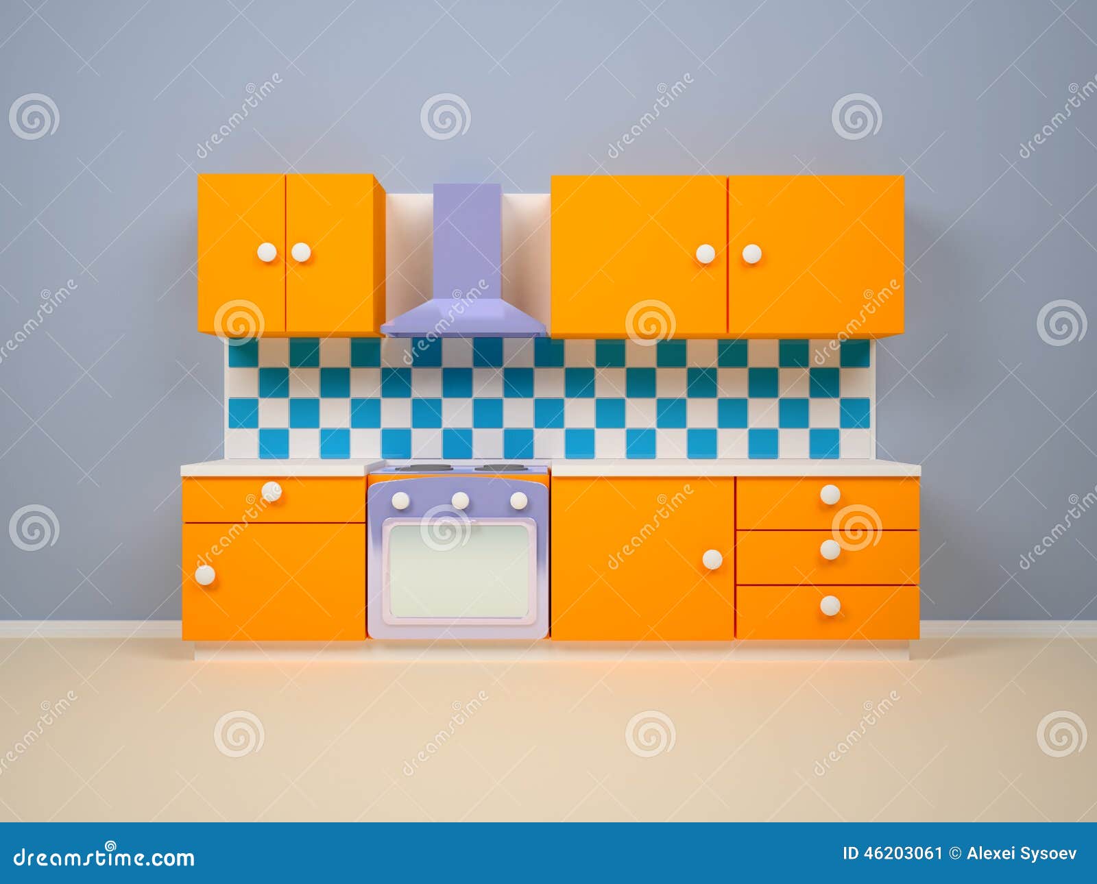 Orange kitchen stock illustration. Illustration of room - 46203061