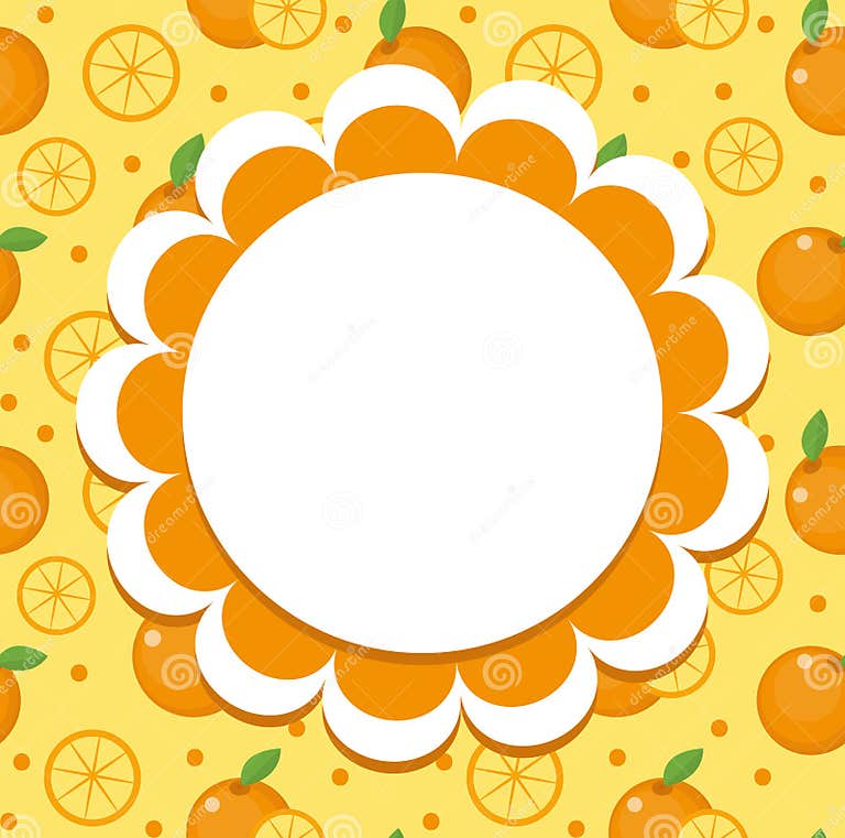 Orange Label, Wrapper Template for Your Design. Fruit Frame with Space ...