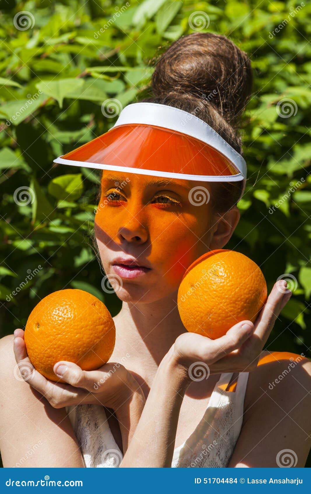 Orange Lady stock photo. Image of beautiful, visor, summer - 51704484