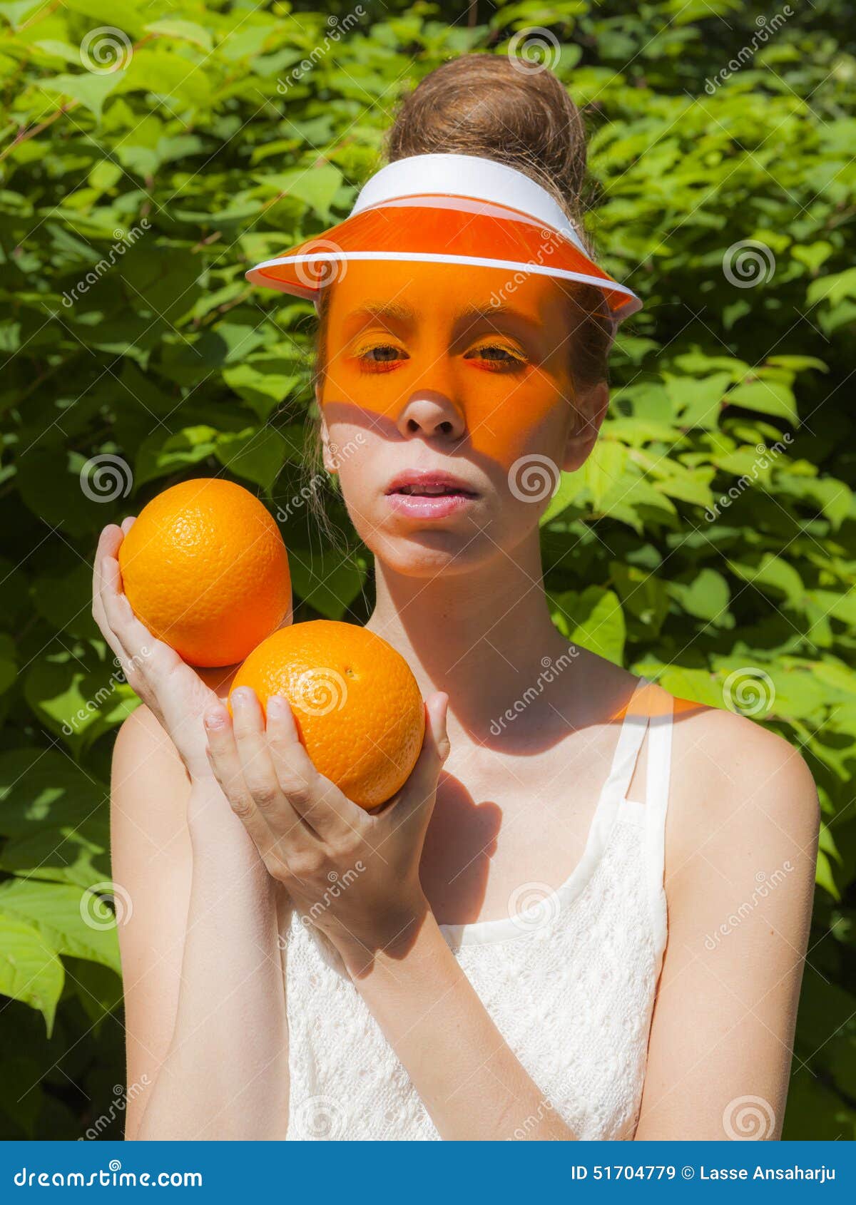 Orange Lady stock image. Image of summer, visor, model - 51704779