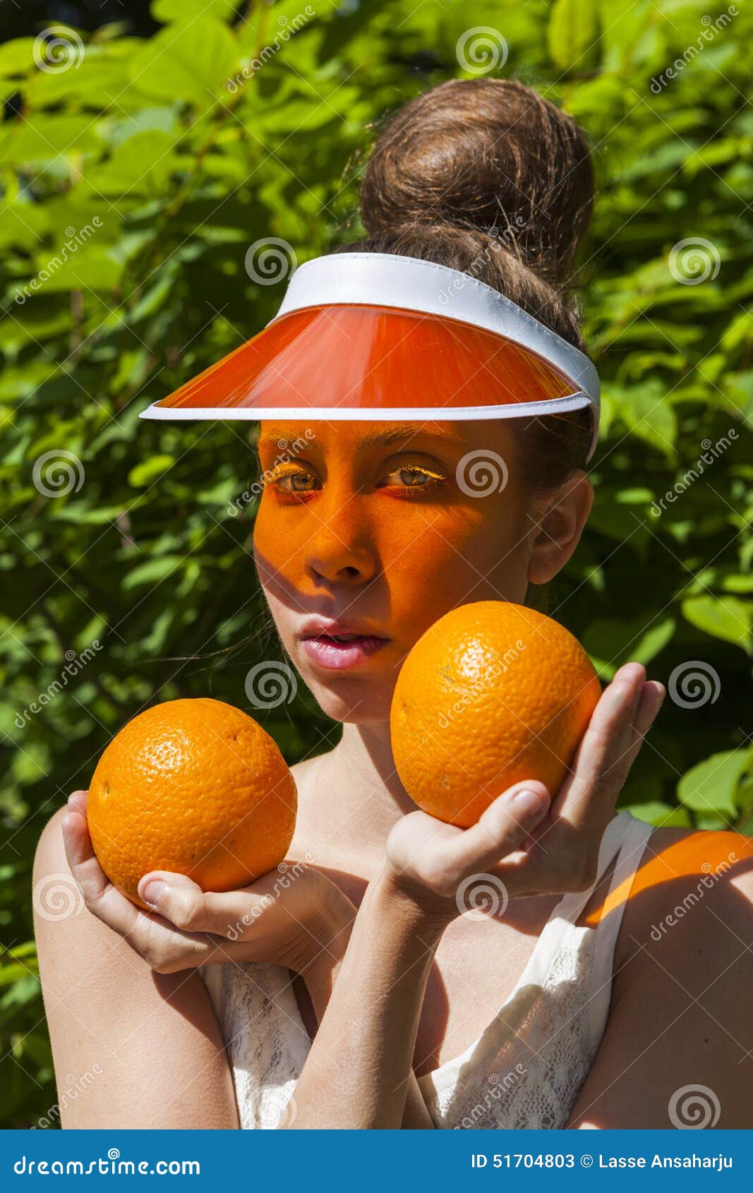 Orange Lady stock image. Image of healthy, beauty, visor - 51704803