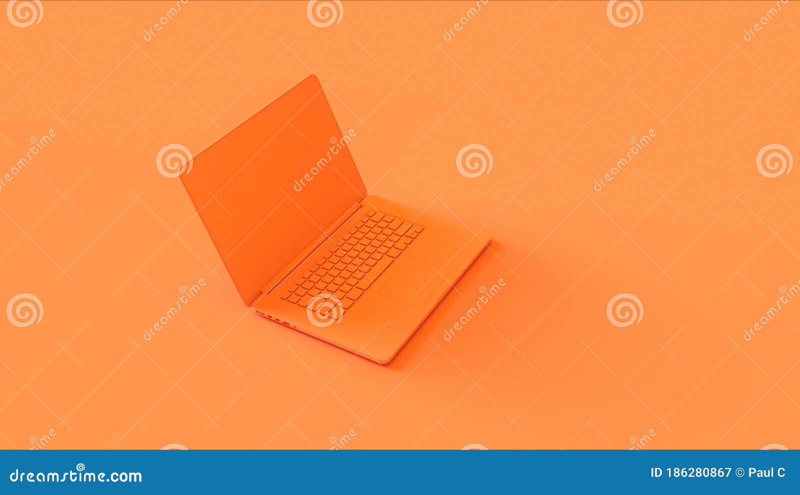 Orange Laptop And Cursor Icon Isolated On Purple Background. Computer ...