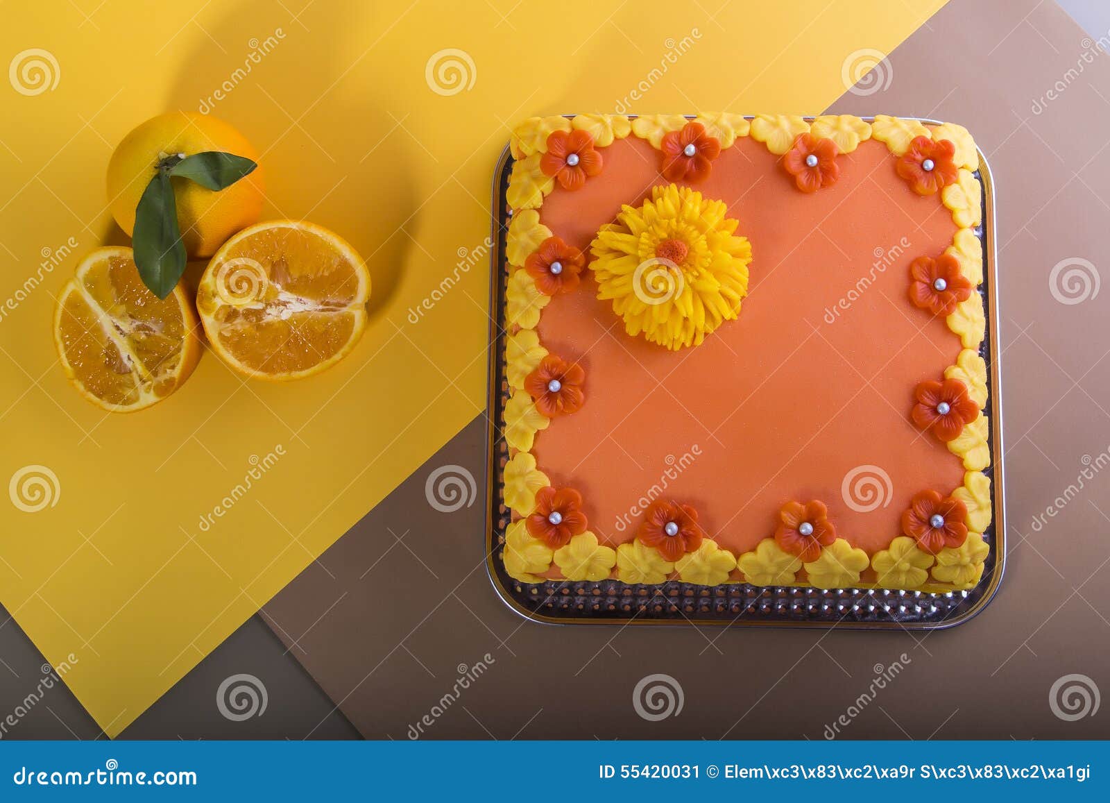 Orange layer cake stock image. Image of cocoa, flower - 55420031