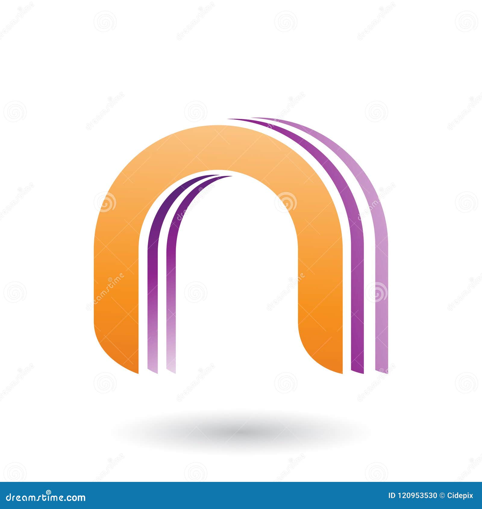 Orange Layered Icon for Letter N Vector Illustration Stock Vector ...