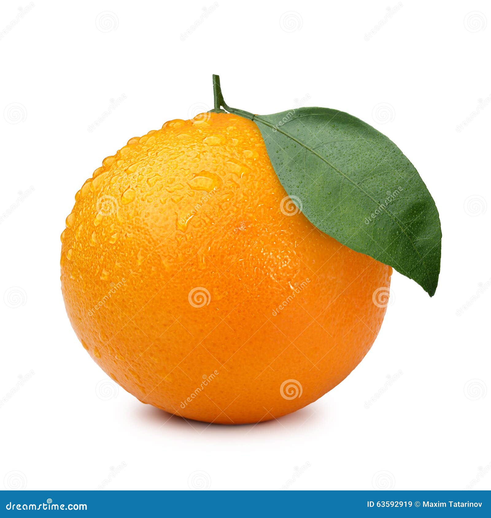 Orange with leaf isolated stock image. Image of leaf - 63592919