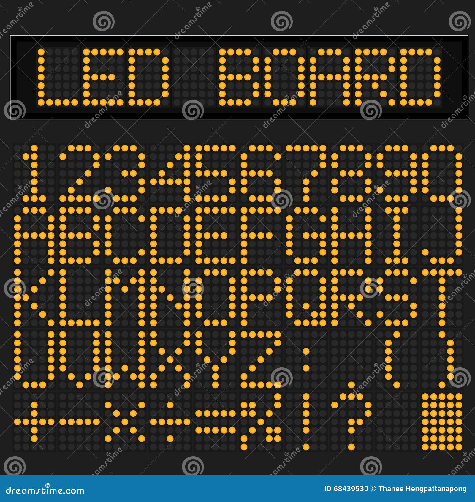 Orange LED digital font stock vector. Illustration of timetable - 68439530