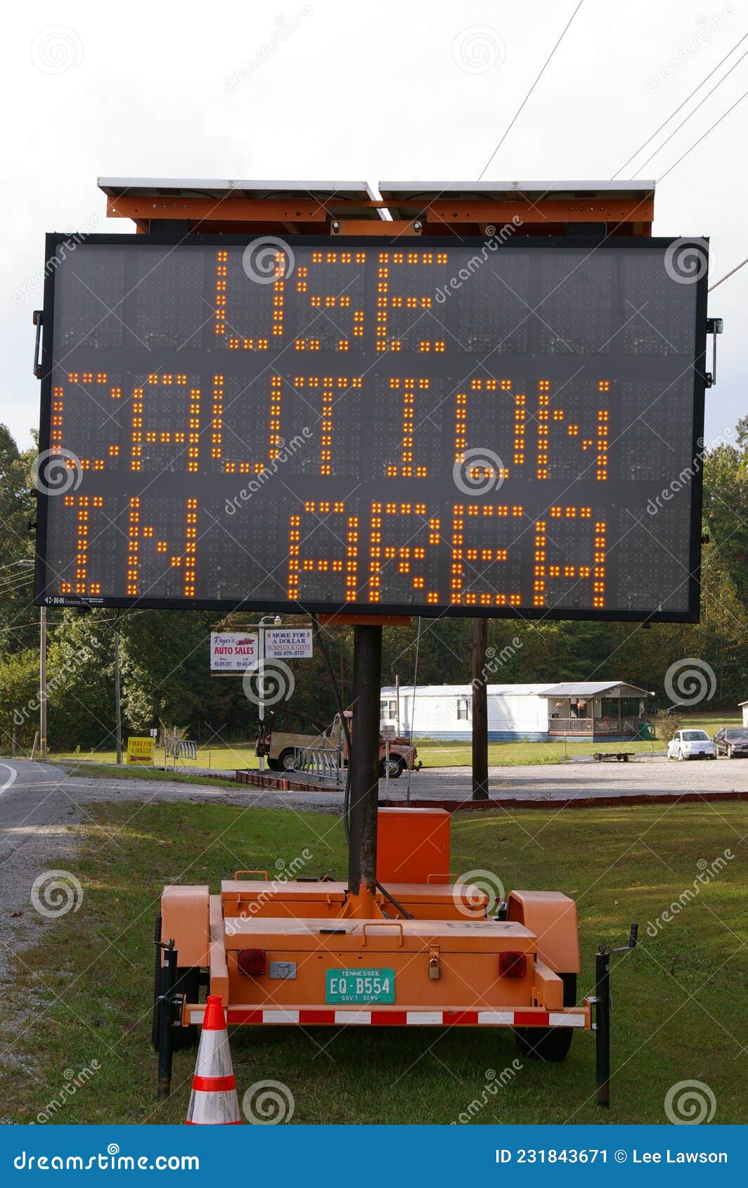 LED Caution Sign on Side of Highway Editorial Photo - Image of warning ...