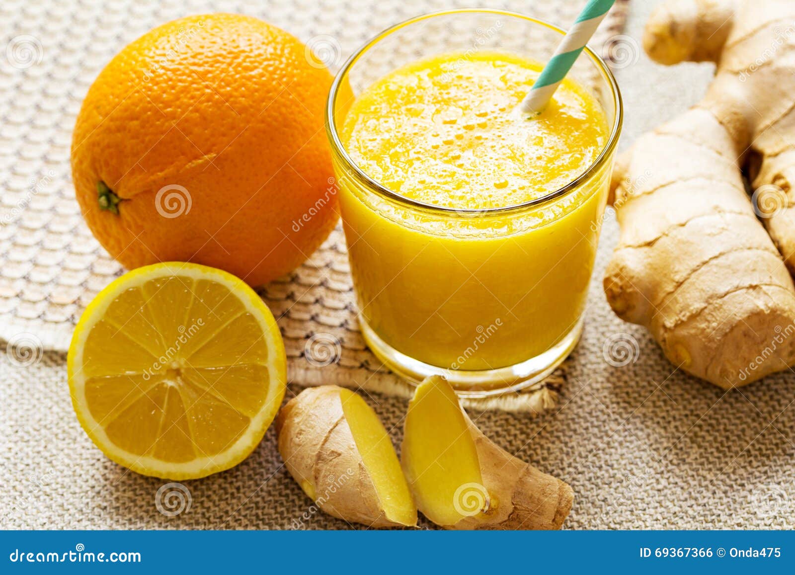 Orange, Lemon, Ginger Smoothies. Stock Photo - Image of fruitarianism ...