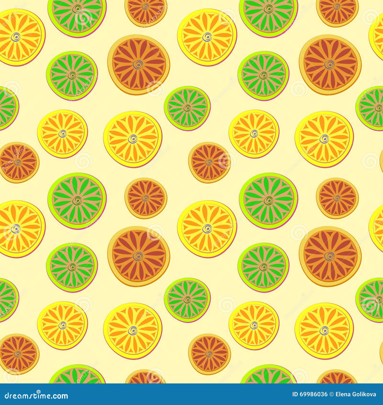 Orange Lemon Lime Pattern. Hand Draw Pattern Stock Vector ...