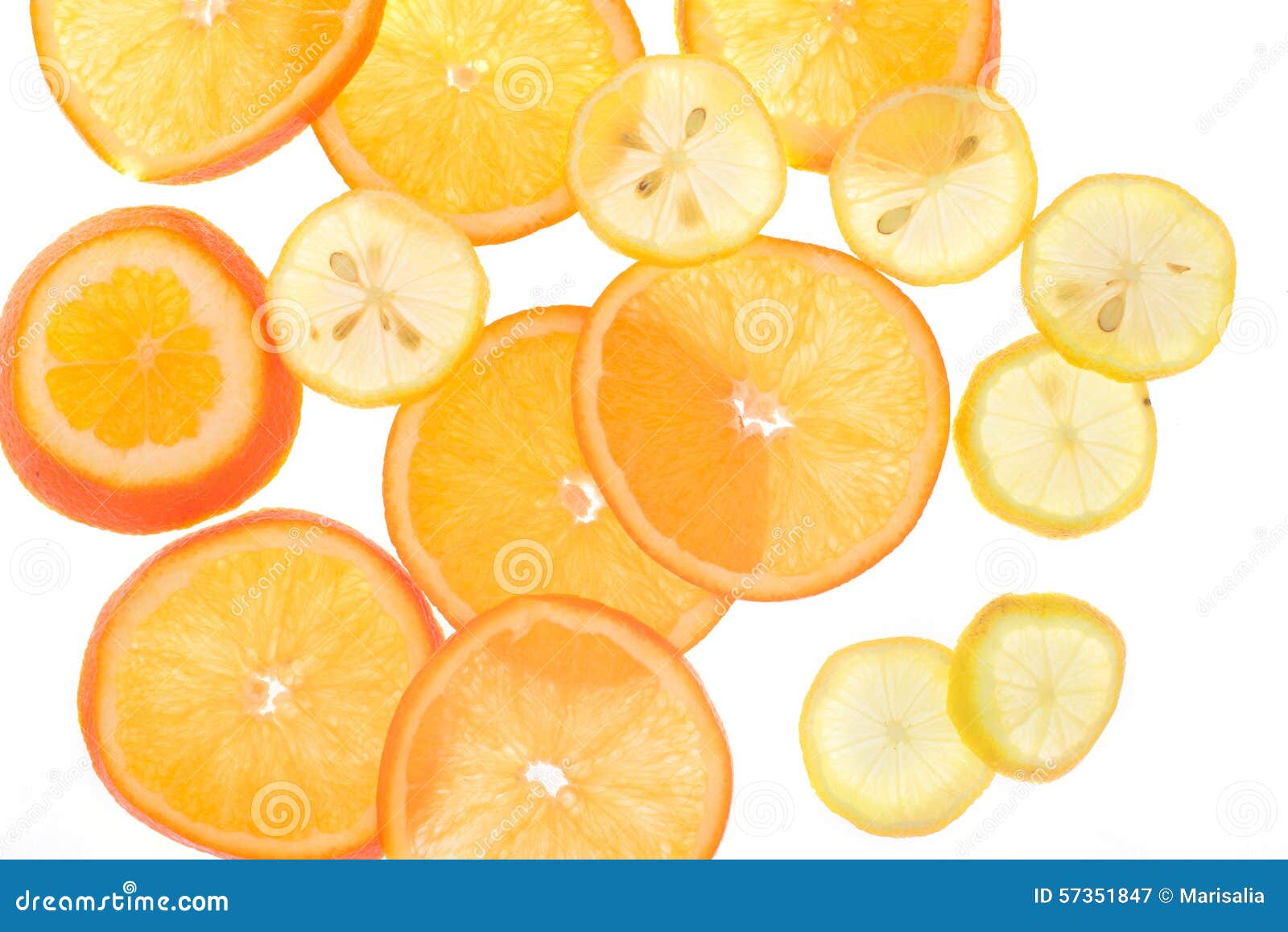 Orange and Lemon Slices, Backlight, See-though, Stock Image - Image of ...