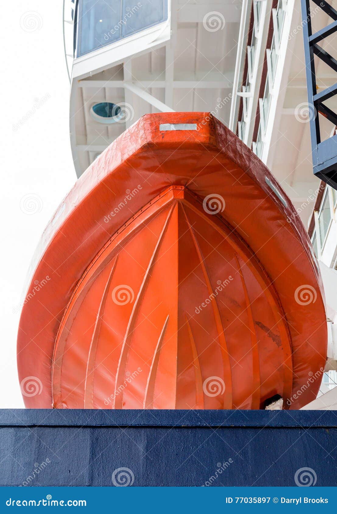 Orange Lifeboat Over Blue Hull Stock Image - Image of survival ...