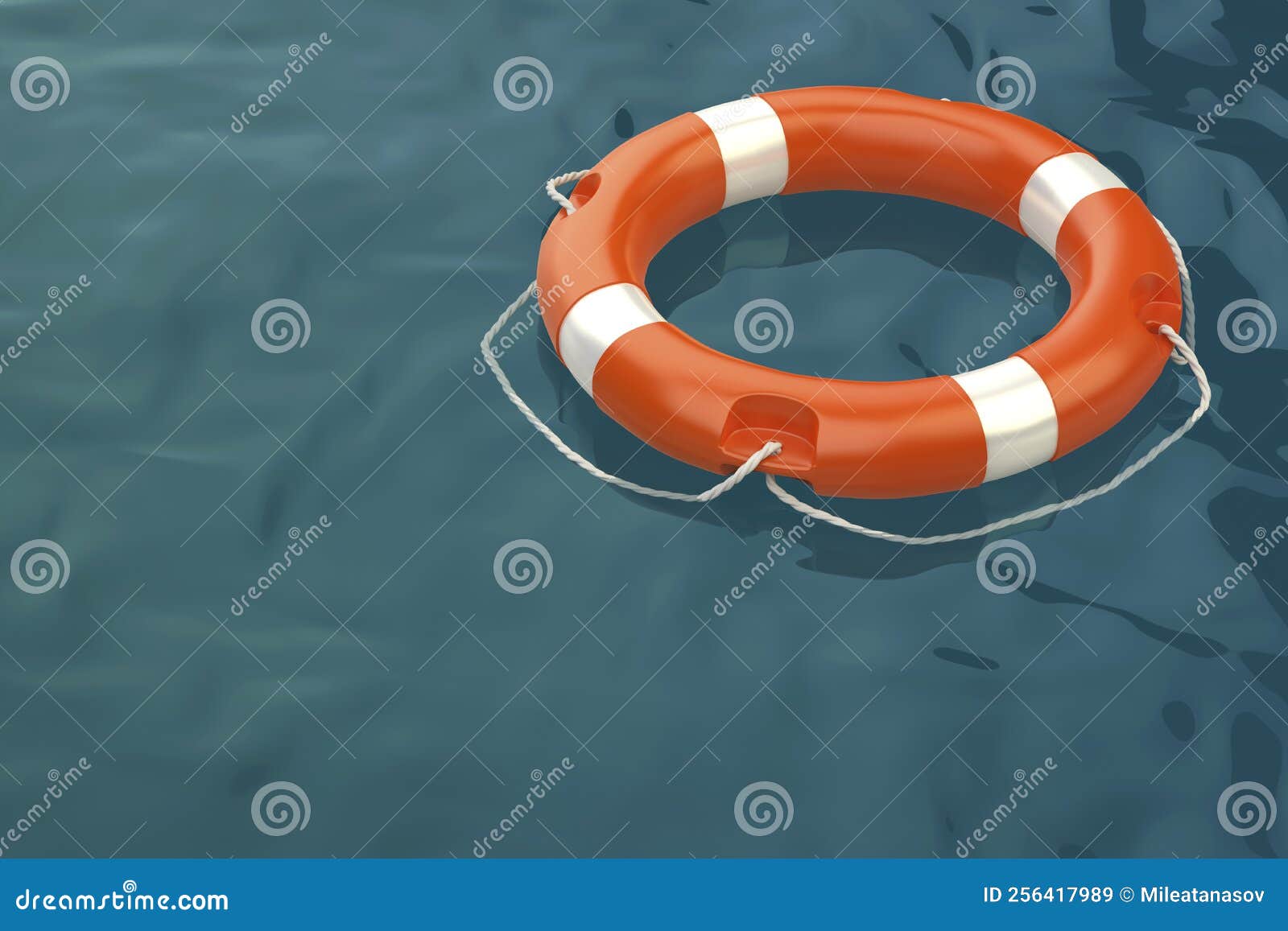 Orange Lifebuoy On The Water In The Blue Sea. Safety On The Water ...