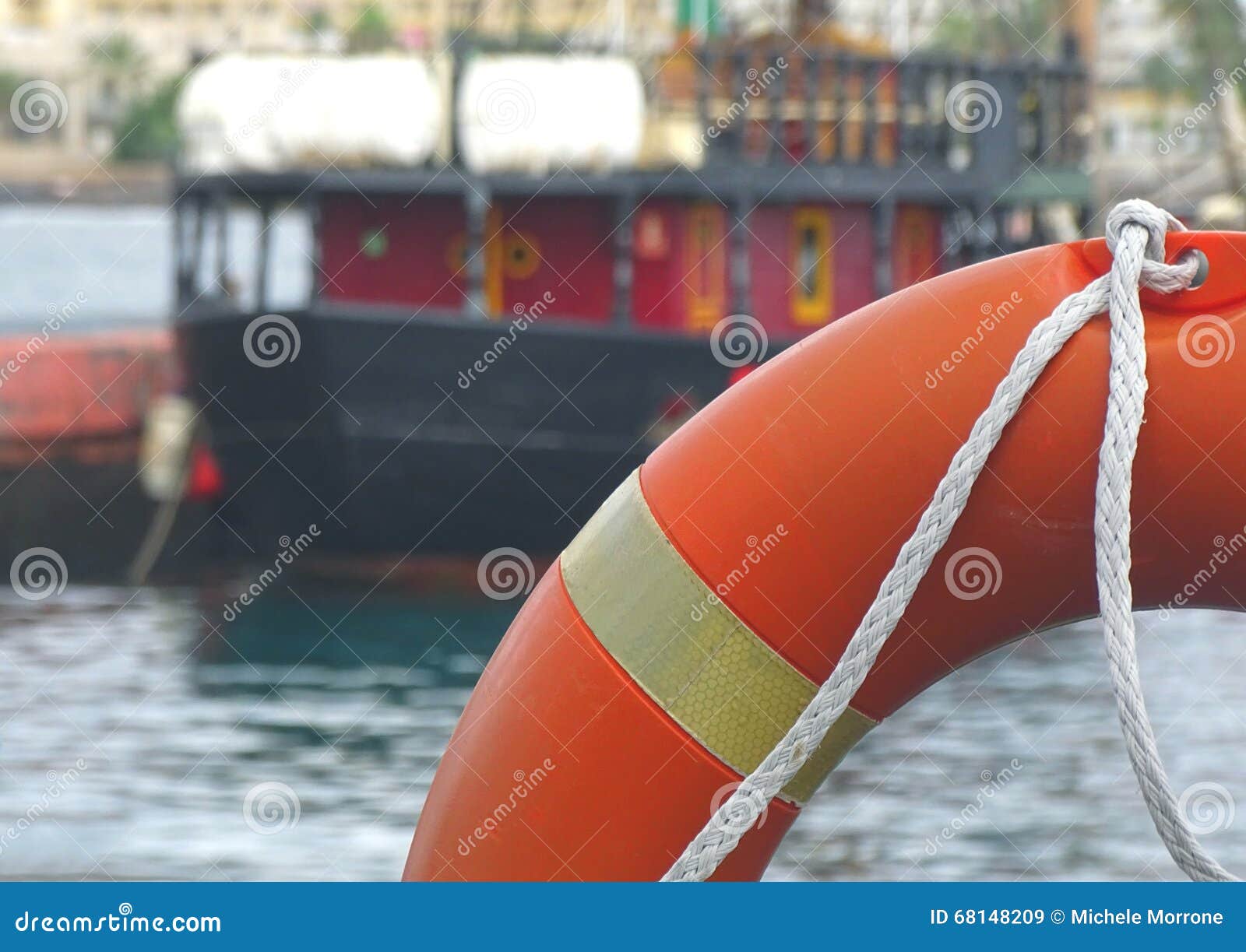 Orange Lifebuoy on the Ship Stock Image - Image of object, lifebelt ...