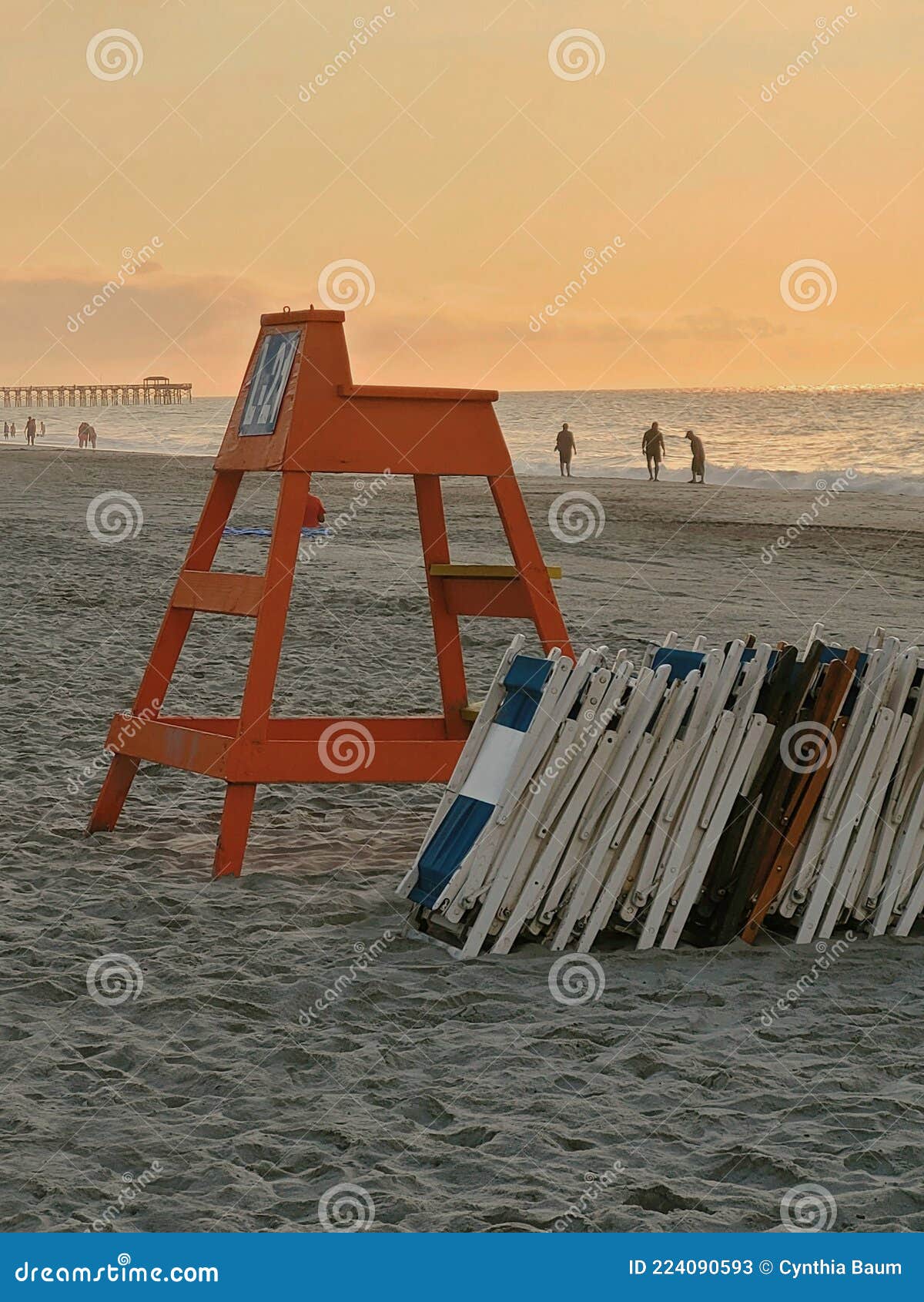 Orange Lifeguard Chair stock image. Image of myrtle - 224090593