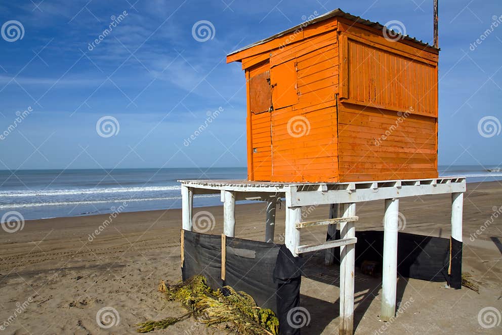 Orange lifeguard tower stock image. Image of cabin, horizon - 22805703