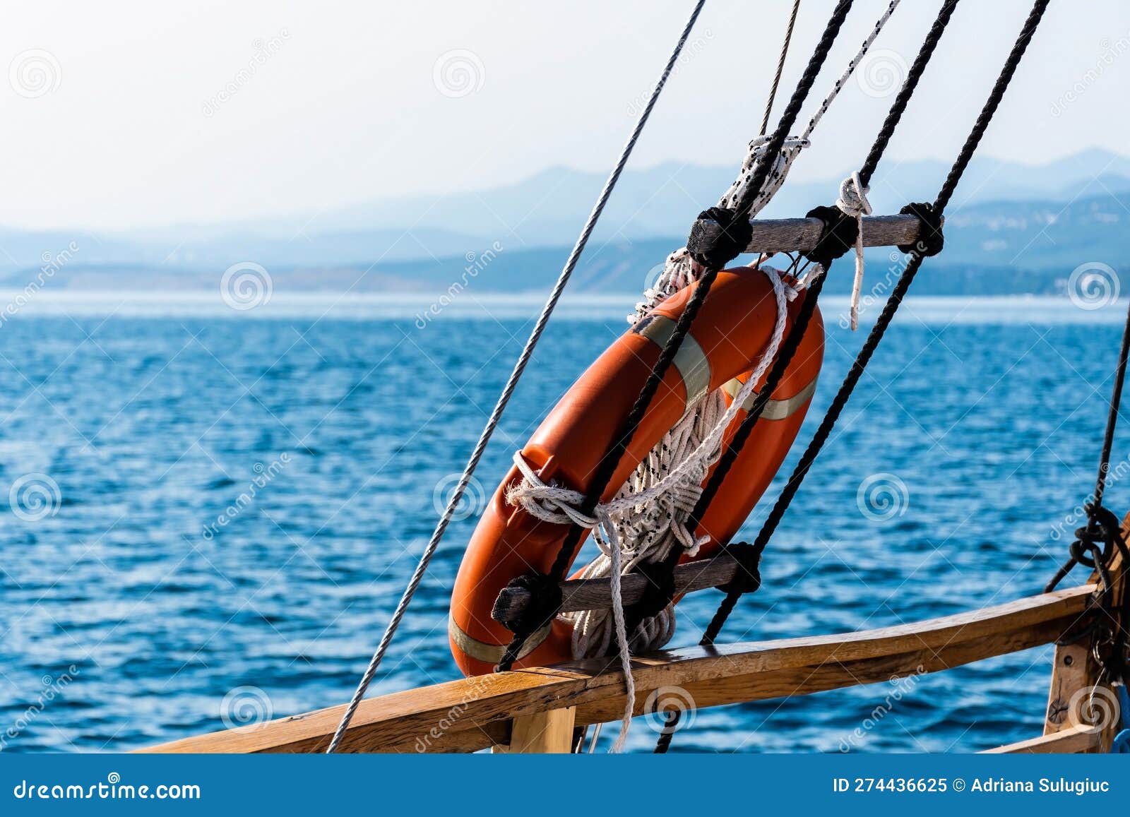 Orange Lifeline Ring on a Boat Stock Image - Image of lifeguard, float ...