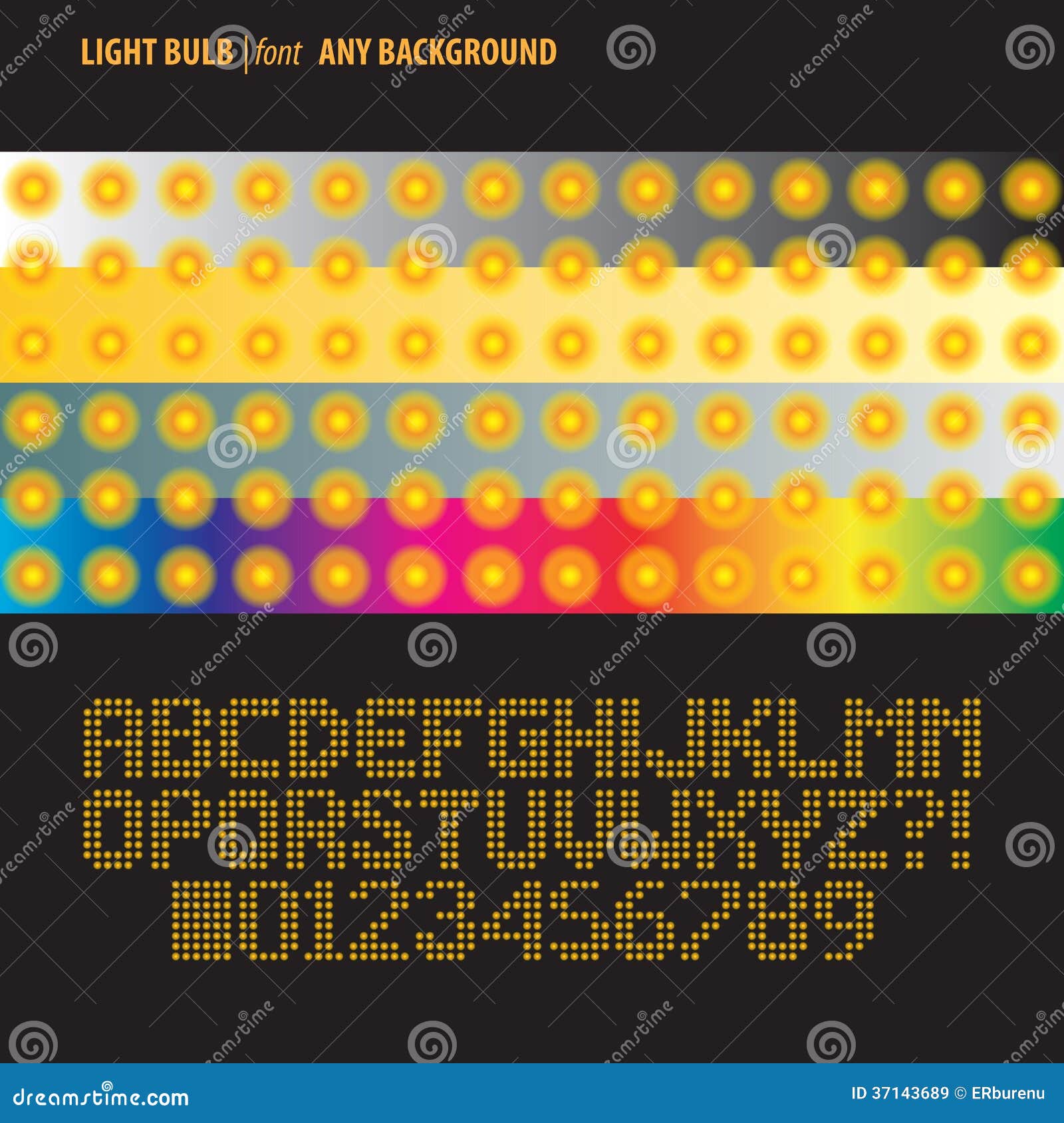 Orange Light Bulb Alphabet and Digit Vector Stock Vector - Illustration ...