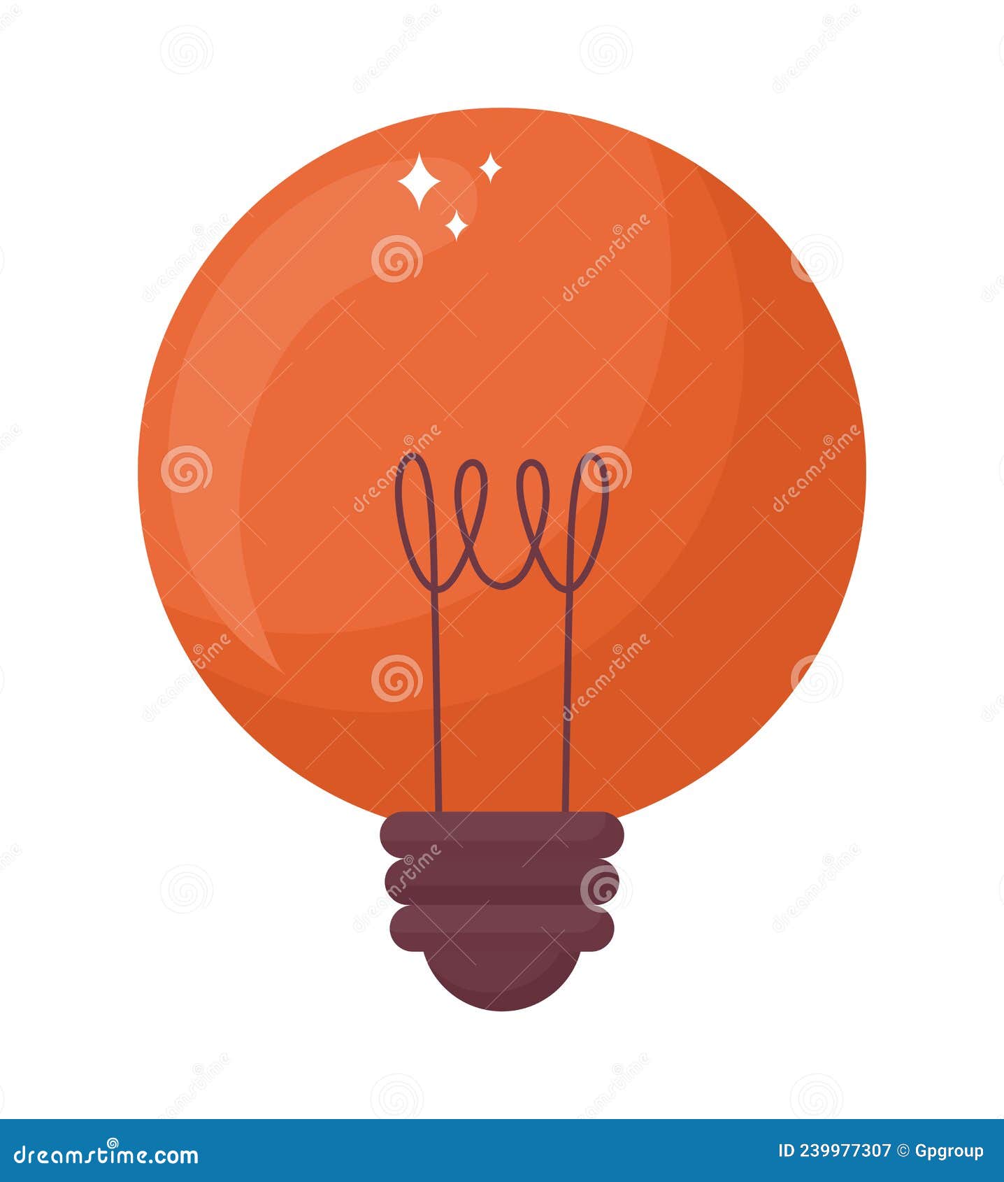 Orange light bulb stock vector. Illustration of light - 239977307