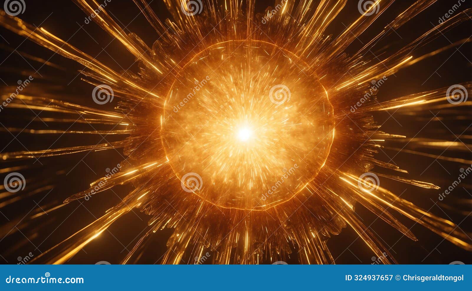 Orange Light Center Radial Explosion Isolated in Gold Ai Generated ...