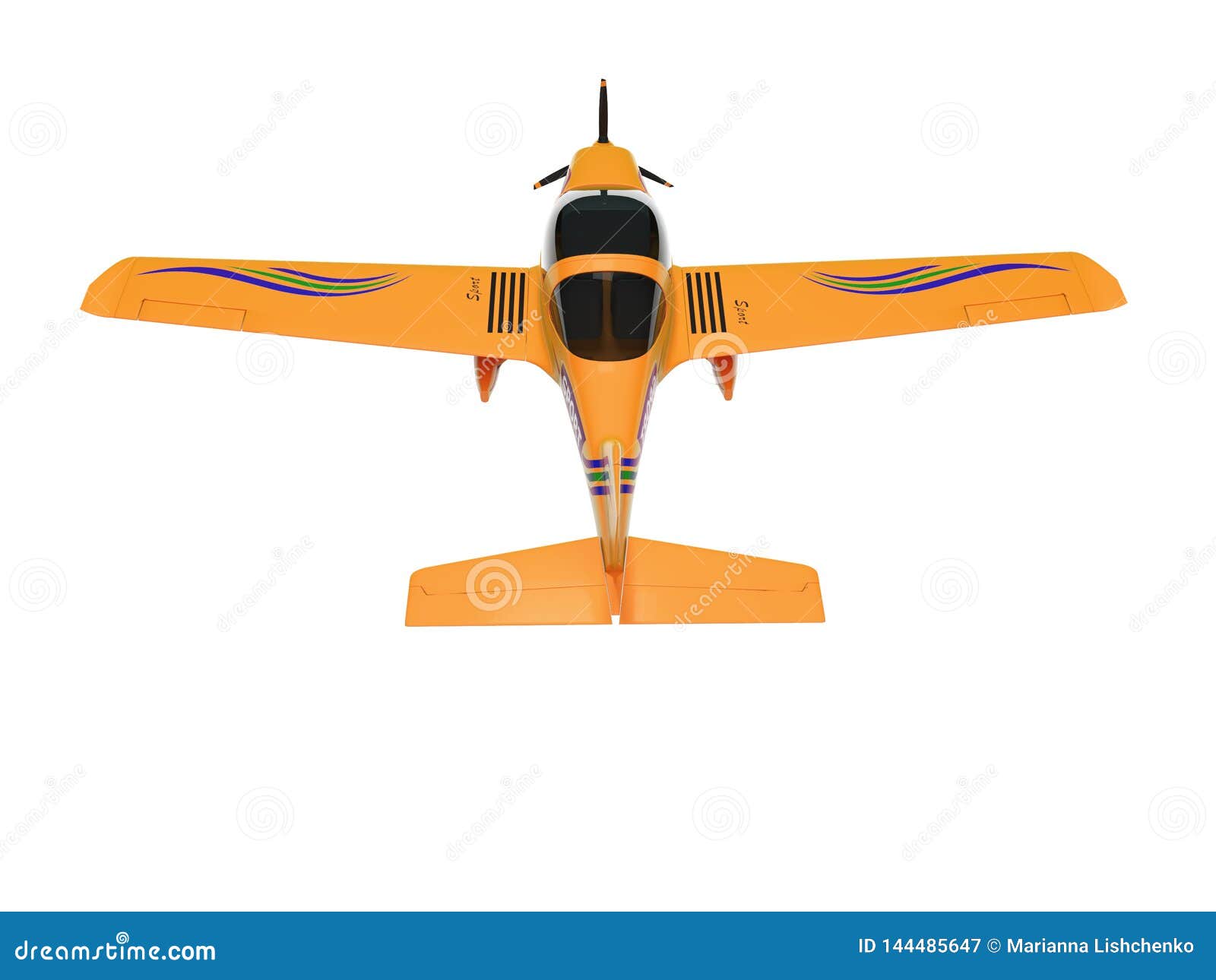 Orange Light Double Airplane Flies Up 3d Render on White Background No ...