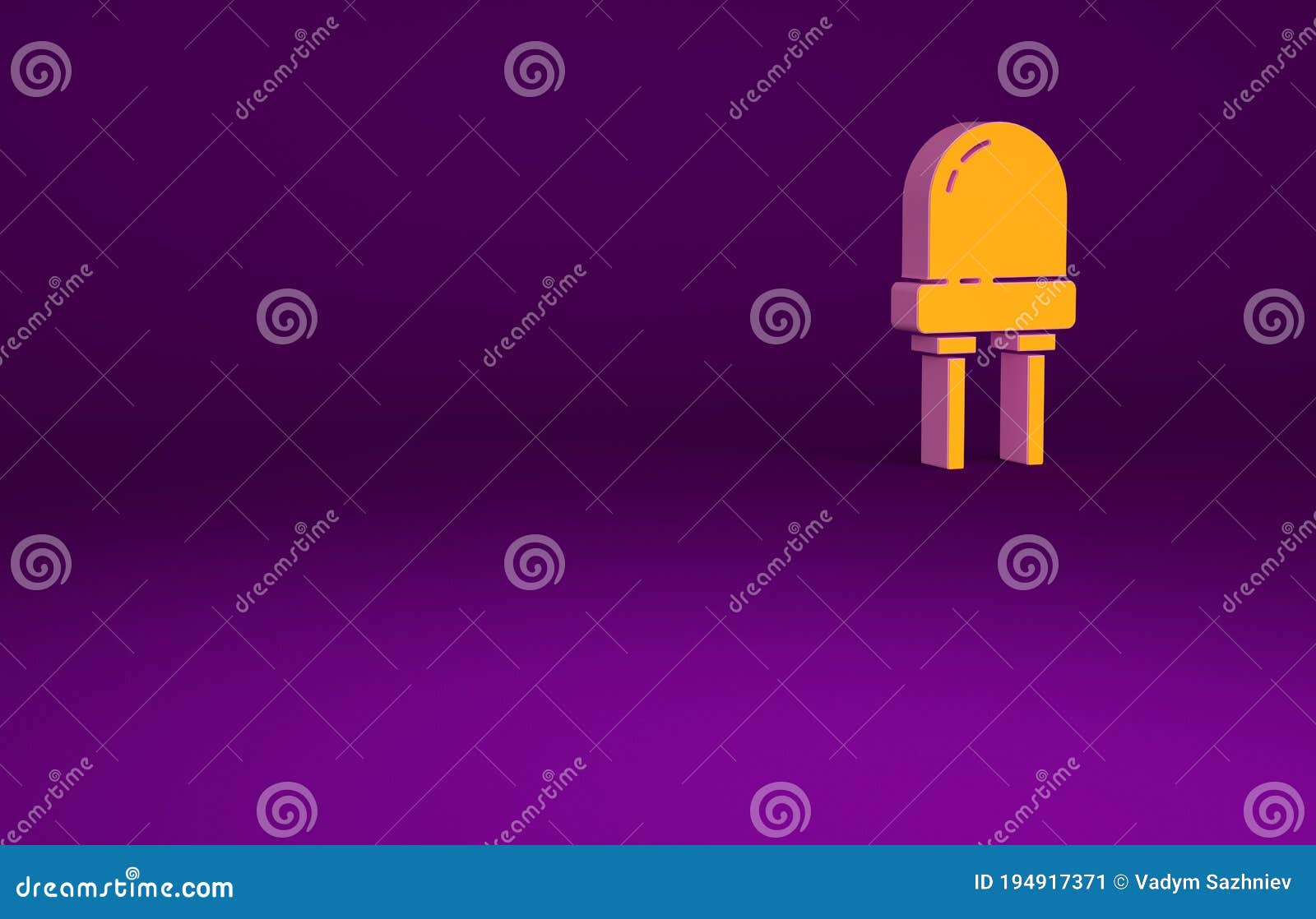 Orange Light Emitting Diode Icon Isolated on Purple Background ...