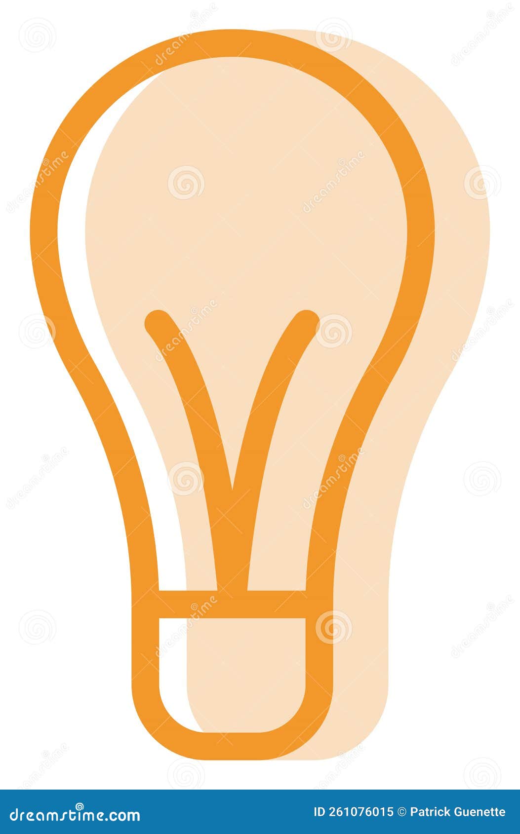 Orange lightbulb, icon stock vector. Illustration of glass - 261076015