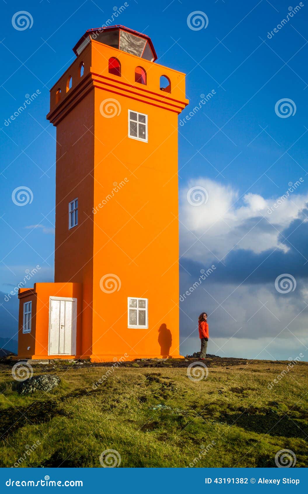 Orange lighthouse stock photo. Image of tourist, green - 43191382