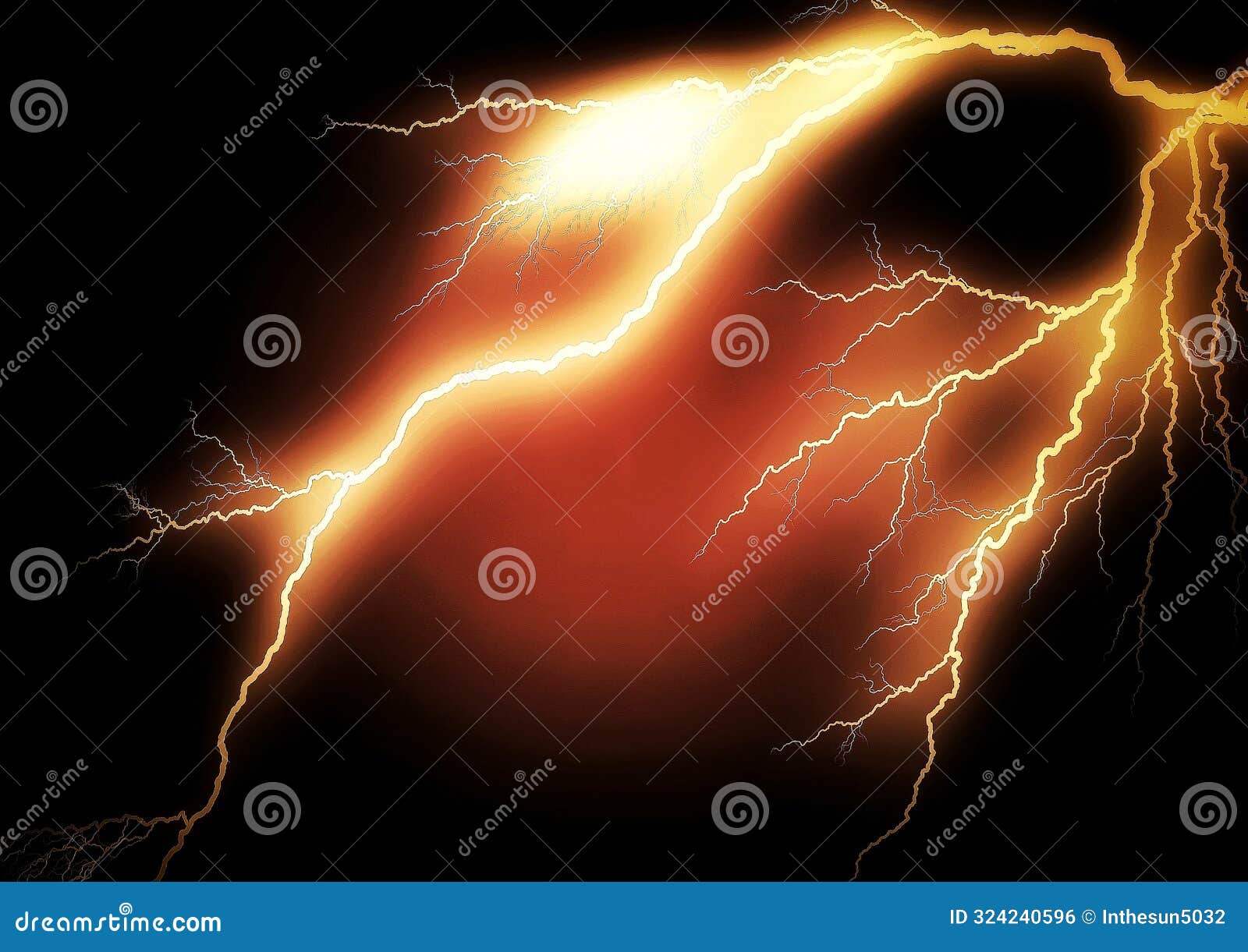 Orange Lightning in the Dark Stock Photo - Image of power, strike ...