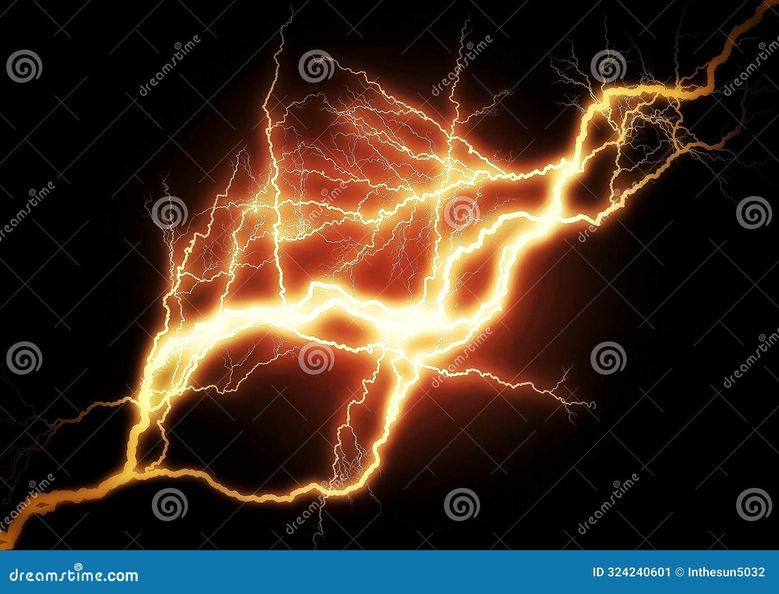 Orange Lightning in the Dark Stock Image - Image of storm, electrical ...
