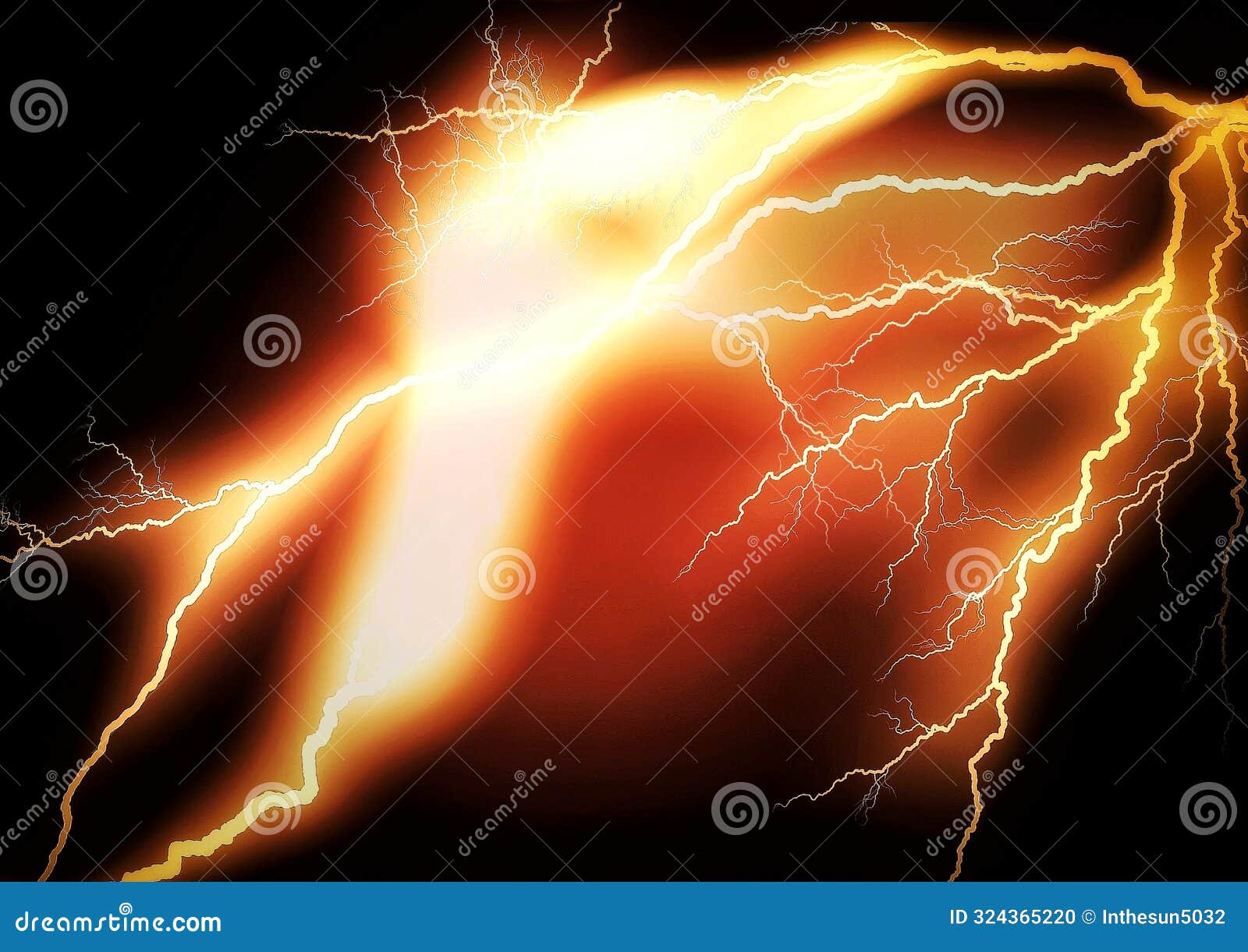 Orange Lightning in the Dark Stock Photo - Image of background ...