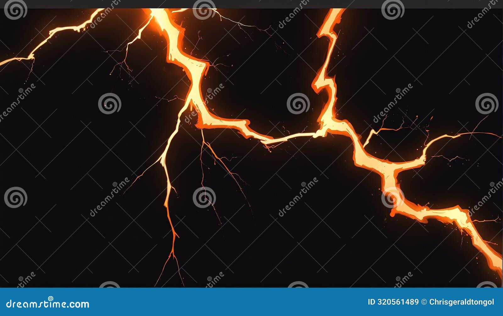 Orange Lightning Impact Effect on Plain Black Ai Generated Stock ...